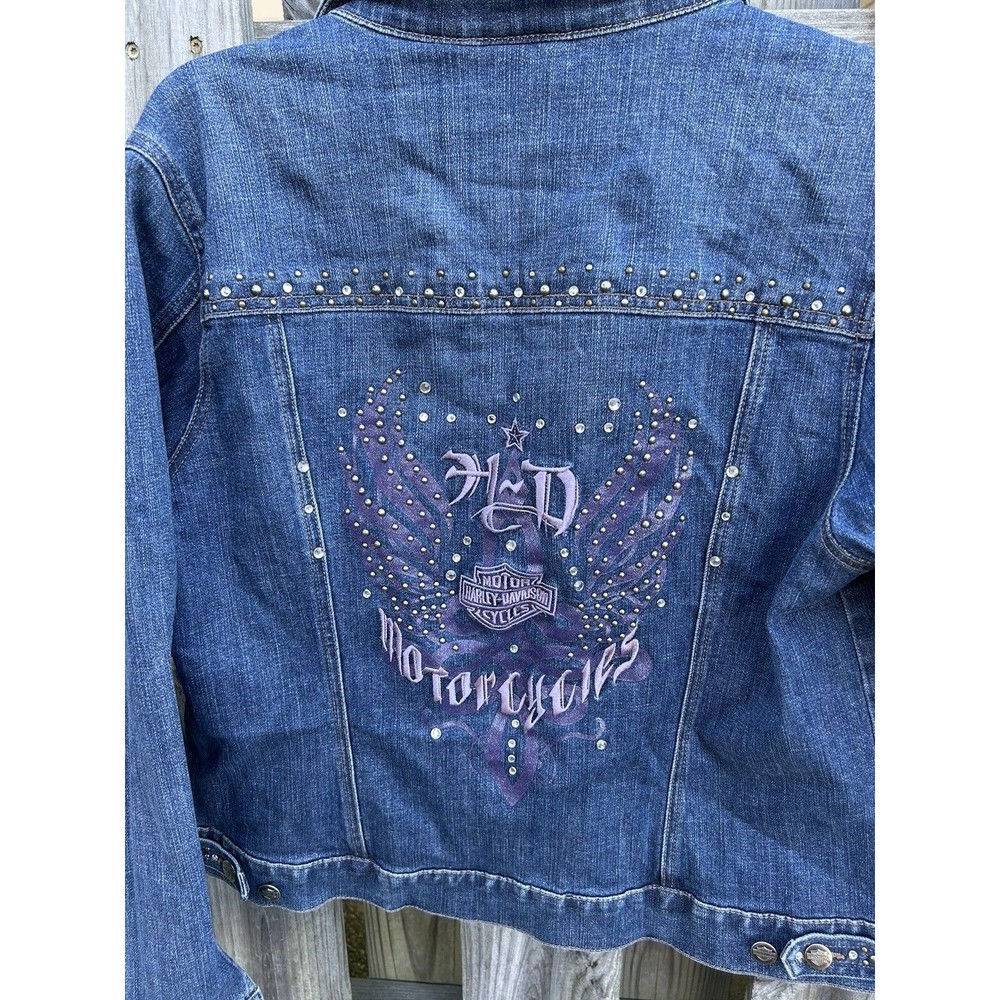 Harley-Davidson Women’s Denim Jacket Rhinestones Purp… - Gem